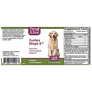 PetAlive Cushex Drops-S, Adrenal Gland Balance Herbal Pet Supplement, 2fl oz., 59ML