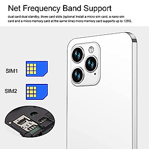 I14pro 4G Cell Phone, 6.1in IPS HD Screen, 4GB RAM 64GB ROM, Dual Card Dual Standby, 16MP Rear 8MP Front, 4000mAh Battery, Face Unlocked Android 11 Smartphone(White)