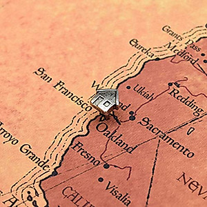 Silver House Metal Map Push Pins