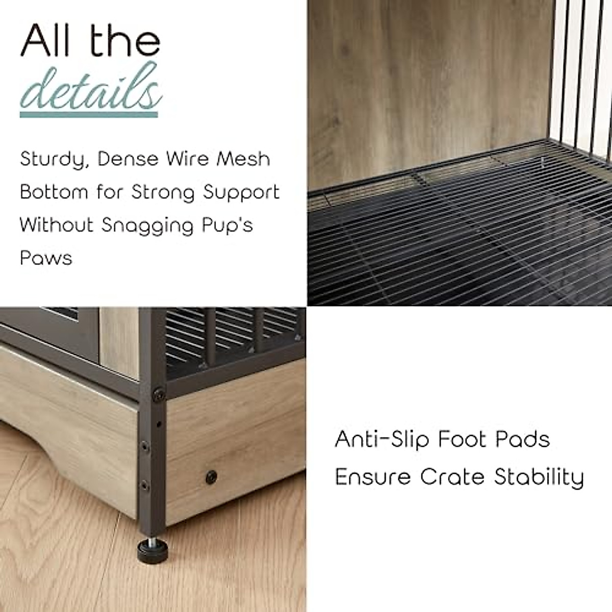 DOSSMBOLA 75'' Large Dog Crate Furniture for Large Dog or 2 Medium Dogs, Wooden Dog Kennel Dog Crate with Pull Out Tray and Removable Divider, TV Stand XXL Dog Cage - Gray