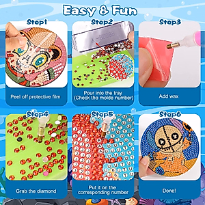 6 Pcs Diamond Art Paintings Coasters Kits with Holder, DIY Highland Cow Coaster Diamond Art Kits for Adults Beginners and Kids.