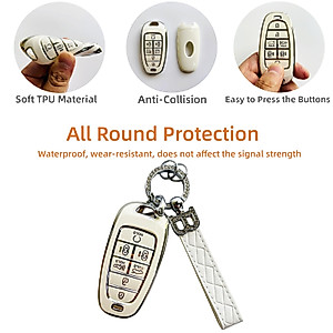 TX-INNO AUTO Key fob Cover Compatible with 7 Buttons Keyless Entry Smart Car Key Case Protector with Keychain