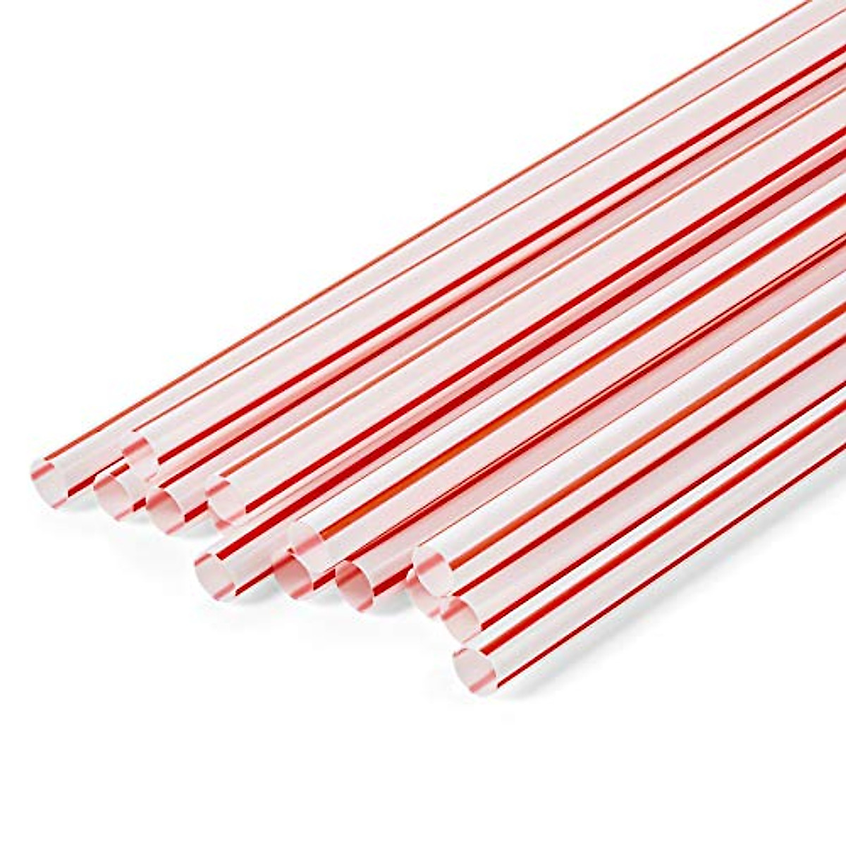 DuraHome Striped Plastic Straws Individually Wrapped White and Red 1000 Pack - 8 inch Drinking Straw, BPA Free Restaurant Style Disposable Straight Straws 0.24" Wide, Bulk Set