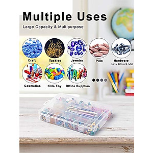 iBune 18 Grids Large Plastic Compartment Container, Bead Storage Organizer Box Case with Adjustable Removable Dividers for Jewelry Craft Tackles Tools, Size 11.7 x 7.7 x 1.7 in, White