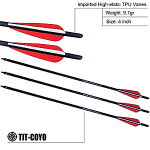 TIT-COYO 20 22 Inch Crossbow Bolts and Crossbow Broadheads Set Carbon Crossbow Arrows for Hunting and Outdoor Practice, 12pcs Red Arrows 12pcs Broadheads(24 Pack) (20)