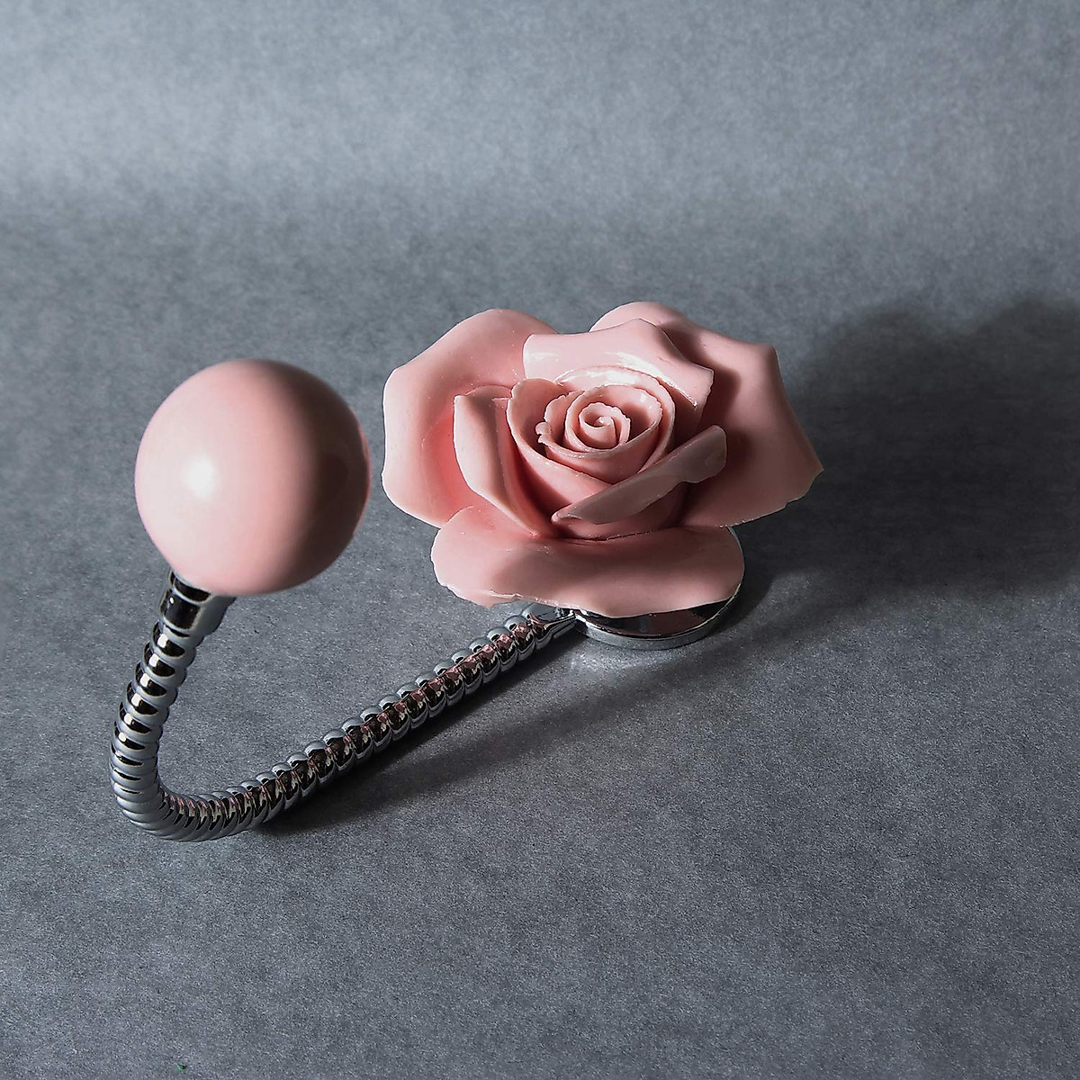 MDPLY Beautiful 3D Flower Ceramic Wall Coat Hook, Chrome Decorative Robe Hook, Scarf, Bag, Towel, Hat etc for Kitchen Bathroom Office (Rose Pink)