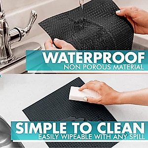 Drawer and Shelf Liner - TRULY NON-SLIP, THICK, WATERPROOF - Reusable Durable Kitchen Cabinet Liner - Non Adhesive Drawer Liner Roll Washable Fridge Rubber Shelf Liner for Pantry (1 FT x 20 FT, Black)