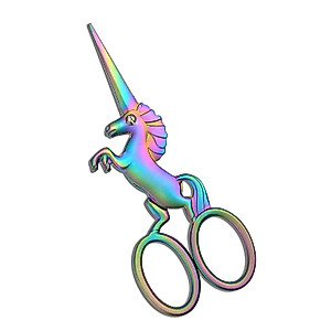 HITOPTY Unicorn Embroidery Scissors, Stainless Steel 4.5inch Cute Snips for Needlework, Cross-stitch, Embroidery, Sewing, Quilting and Needlepoint (Rainbow)