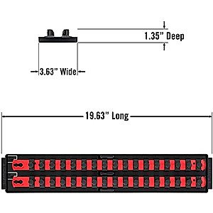 Ernst Manufacturing 19-Inch Socket Boss 2-Rail 1/2-Inch-Drive Socket Organizer, Red (8454-A) - Made in USA