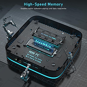 Mini PC RGB AK1 Plus, Intel N95(up to 3.4GHz) 12th Gen Processor Mini Desktop Computer, 16GB RAM 512GB SSD, Dual 4K HDMI, Windows 11 Small PC, 2.4/5G WiFi, Bluetooth, Business/Office/HTPC
