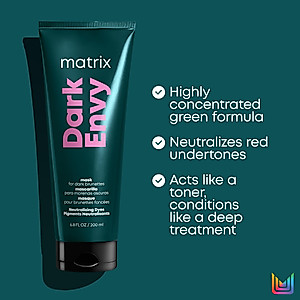 Matrix Dark Envy Toning Hair Mask | For Red Undertones in Dark Brown or Black Hair | Cool, Glossy Finish| Color Depositing | Salon Hair Mask | Packaging May Vary | 6.8 Fl. Oz. | Vegan