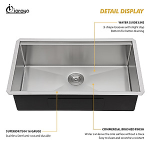 30 Undermount Kitchen Sink - IOROYO 30x19 inch Kitchen Sink Undermount Ledge Workstation Stainless Steel 16 Gauge Single Bowl Kitchen Sinks Basin