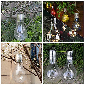 Abaodam 5pcs Solar Light Bulbs LED Outdoor Light Bulb Waterproof Hanging Lights Globe Garden Light for Garden Yard Camping (Warm White Light)
