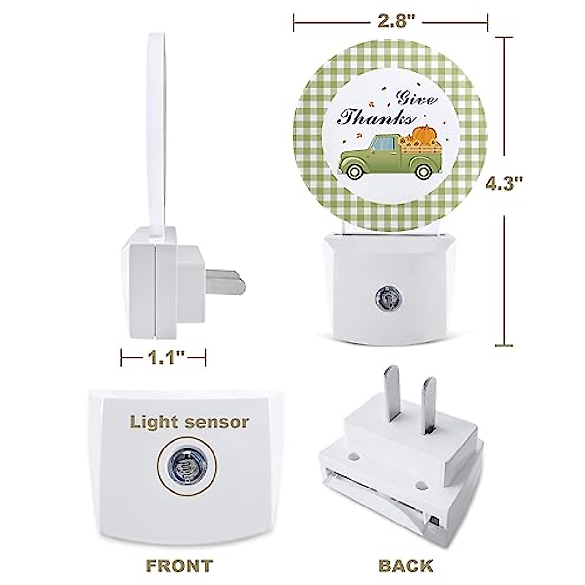 Night Light Plug into Wall, LED Nightlights Thanksgiving Green Truck Pull Pumpkin Small Nightlight Auto Dusk-to-Dawn Sensor Lamp LED Night Lights for Kid's Bedroom, Bathroom