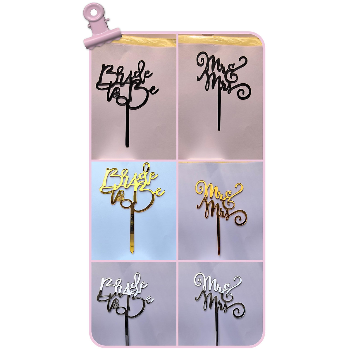 Cake Topper Silver Acrylic Bride To Be For Wedding Decorations Party Favor Cake Accessory Gift 1032-SV (Pack of 1)