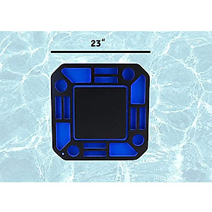 Polar Whale Floating Poker Table Blue and Black Game Tray for Pool Beach Party Float Lounge Durable Foam 23 Inch Chip Slots Drink Holders with Waterproof Playing Cards Deck UV Resistant