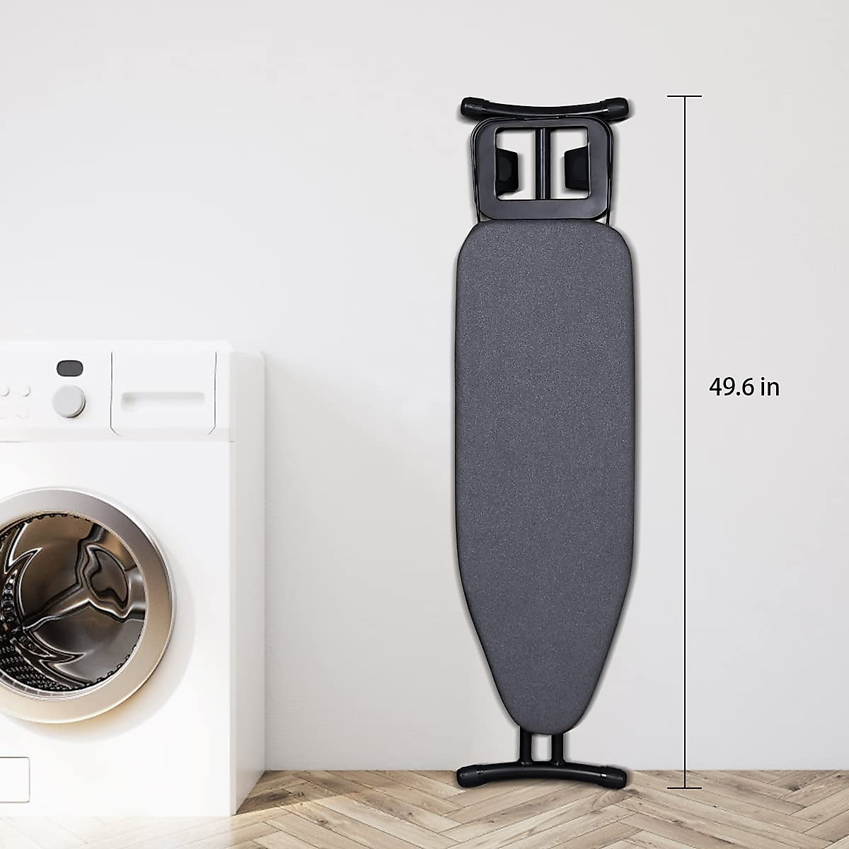 Duwee 13"x38" Ironing Board with Heat Resistant Cover and Thicken Felt Pad, Folding Adjustable Height Large Ironing Board,Heavy Sturdy Legs,Black