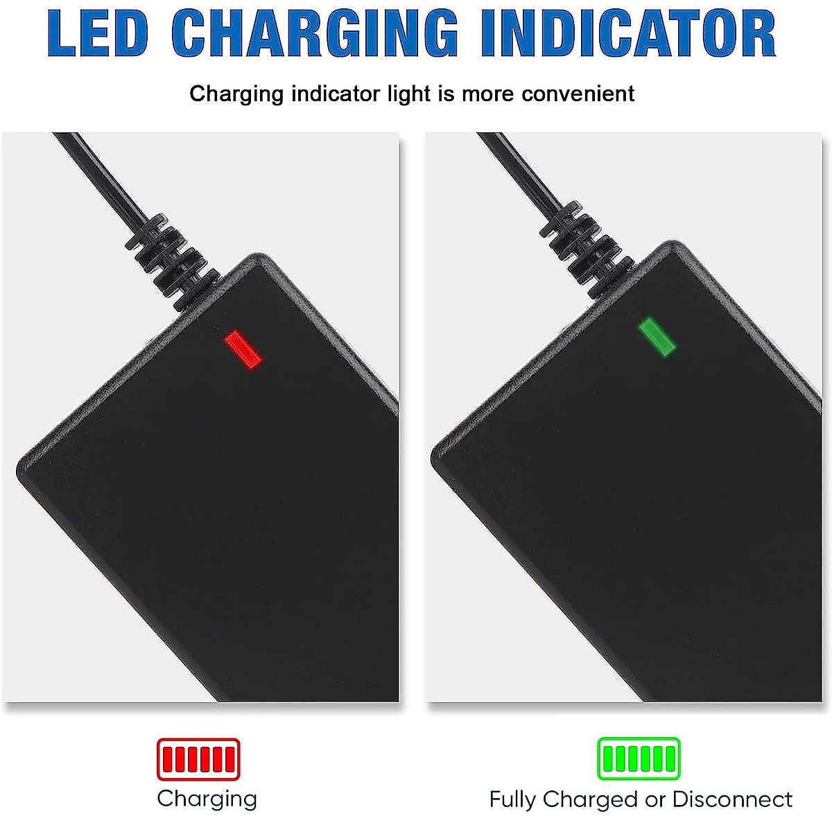 42V 2A Charger 1 Prong for 36V Electric Scooter Lithium Battery, Fast Smart Replacement for All Brands 36 Volt Electrical Escooter Ebike