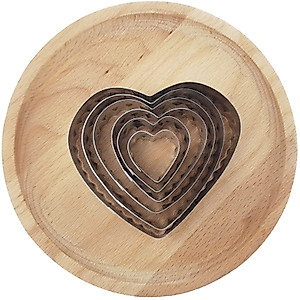 Heart Shaped Double Cut-Outs Cookie Cutter Set of 6 pcs, Stainless Steel Crinkly and Straight Edge Double Sides Fondant Cutters