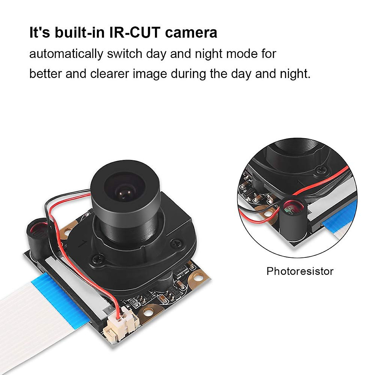 Dorhea for Raspberry Pi 4 B 3 B+ Camera Module Automatic IR-Cut Switching Day/Night Vision Video Module Adjustable Focus 5MP OV5647 Sensor 1080p HD Webcam for Raspberry Pi 2/3 Model B Model A A+
