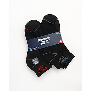 Reebok Boys' Quarter Socks - 6 Pack Stretch Performance Quarter Cut Arch Support Socks - Cushioned Athletic Socks for Boys, Size Medium, Formal Black
