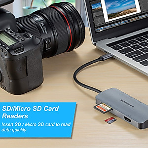 SAISIBON 8 in 1 Dual Monitor USB C Hub, Docking Station, 2 4K HDMI, 3 USB A 3.0 Ports, SD TF Card Reader, Support PD Fast Charging. Durable Aluminum Casing. Compatible with MacBook, Windows & More