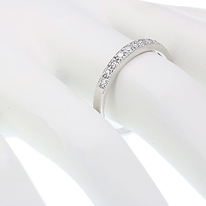 Vir Jewels 1/6 carat (ctw) Diamond Wedding Anniversary Band for Women, Half Eternity Petite Round Diamond Engagement Ring 10K White Gold Prong Set with Milgrain 0.16 cttw, Size 6