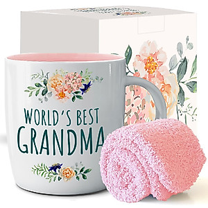 Triple Gifffted Best Grandma Ever Gifts Ideas for Grandmother From Grandkids, Coffee Mug and Socks From Grandson Granddaughter, Grandparent Birthday, Christmas, Mothers Day, Ceramic Cup 380ml
