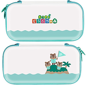 FANPL Carrying Case for Nintendo Switch & OLED Model - Animal Crossing Theme, Built-in Folding Stand and 5 Game Card Slot