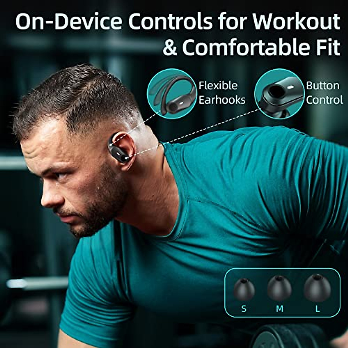 FK Trading for AGM Glory G1S Wireless Earbuds Bluetooth Headphones, Over Ear Waterproof with Microphone LED Display for Sports Running Workout - Black