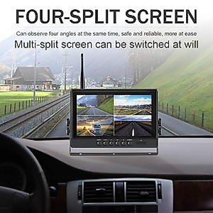 EVERSECU 4pcs Digital HD 1080P Wireless Car Backup Camera with 9 inch 4ch Quad Display Monitor/Car DVR/Dash Monitor/Vehicle Video Recorder for RV/SUV/Van/Pickup/Truck/Trailer Rear/Side/Front View