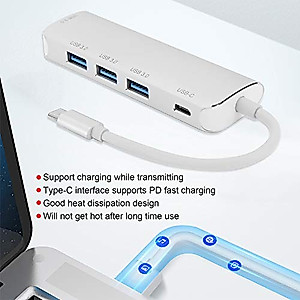 USBC Hub, Smart 4Port USB3.0 with PD Changer Converter USB Splitter Computer Accessories Supports OTG and PD 3.0 Fast Charging