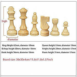 FBITE Portable Chess Set Wooden Chess Set,Board Game for Adults & Kids,Wood Chessboard, Magnetic Pieces,Travel-Friendly Chess for Easy Storage International Chess