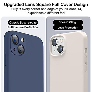 Vooii Compatible with iPhone 14 Case, Upgraded Liquid Silicone with [Full Cover Camera Protection] [Soft Anti-Scratch Microfiber Lining] Protective Phone Case for iPhone 14 6.1 inch - Navy Blue