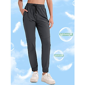 MAGCOMSEN Womens Lightweight Pants Quick Dry Hiking Joggers Outdoor Active Pants Pockets Gym Workout Sweatppants Green, M