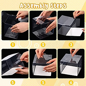 32 Pcs Clear Cake Box Transparent Bakery Boxes Plastic Cake Carrier with Lid and Handle Transparent Food Cupcake Container for Wedding Birthday(5 x 5 x 4 Inch,Stylish Style)