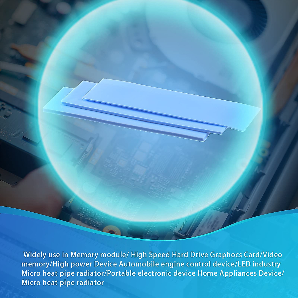 Outus 30 Pieces 2.6 x 0.8 Inch Silicone Thermal Pad Reusable Thermal Conductive Silicone Pad Each Thick for Gpu Heatsink CPU Chip Heat Conduction or LED Heat Conduction (Light Blue)