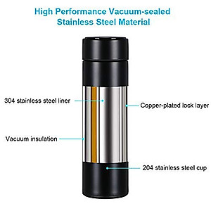 Smart Vacuum Insulated Water Bottle with Automatic LED Temperature Display, Large Flask 500 ML Stainless Steel Drinking Cup (Black)
