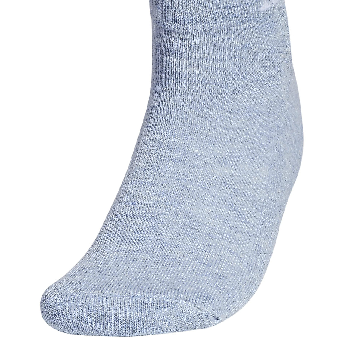 adidas Women's Athletic Cushioned Cut Socks (6-Pair) Low Profile Arch Compression for a Secure Fit, Heather Grey/Washed Denim Blue Heather/White, Medium