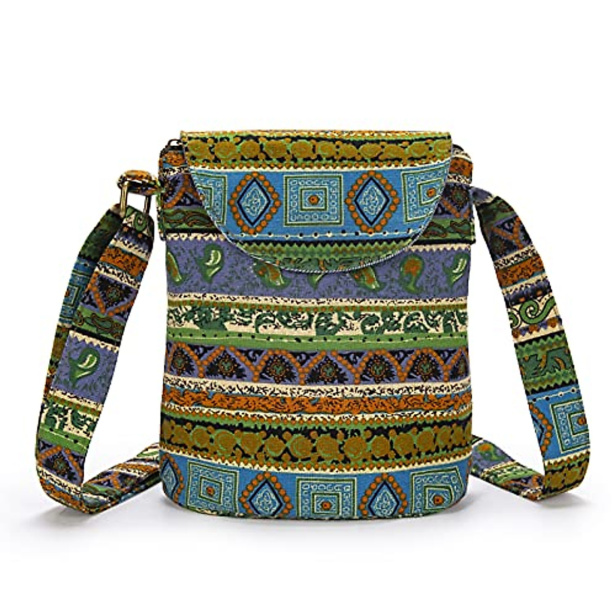 OPQRSTU Women's Retro Small Size Canvas Shoulder Bag Hippie Hobo Crossbody Handbag Casual Tote (Green)