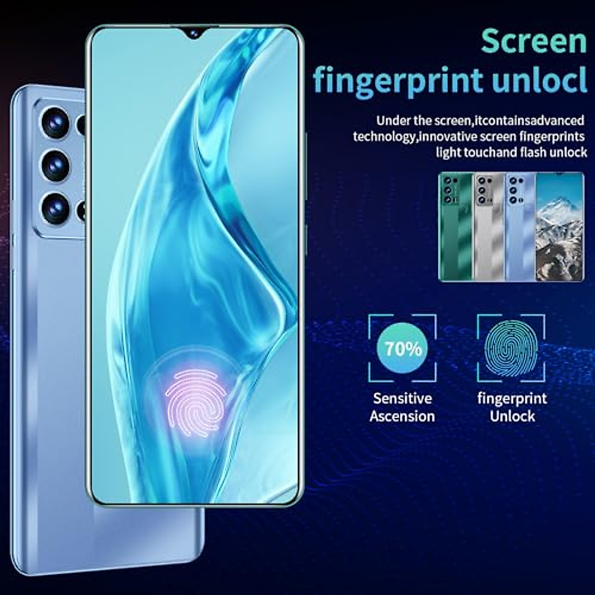 Rino9Pro Cheap Smartphone, 3 in 1 Navigation System Cell Phone, 16GB RAM 1TB ROM Unlocked Mobile Phones, 5G Network, Dimensity9000 (10 cores) CPU,Blue-1TB