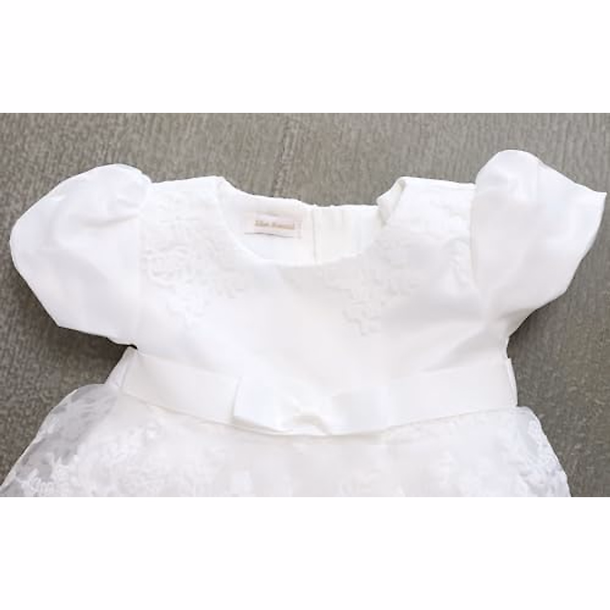 Silver Mermaid Baby Girls Floral Embroidery Baptism Christening Dress Special Occasion Formal Gown Outfit(3M,Ivory White)