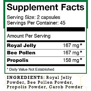 Stakich 500 mg Capsules (Royal Jelly, Bee Pollen, Propolis Capsules 500 mg (90 Count))