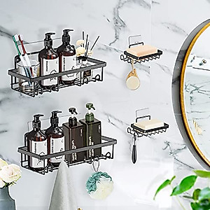 Latysun Shower Caddy,Shower Shelves [4-Pack],Adhesive Shower Organizer No Drilling,Large Capacity,Stainless Steel Bathroom Shower Organizer Basket,Shower Shelf for Inside Shower