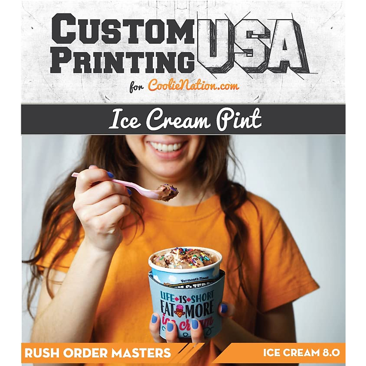 1 Pc Life is Short, Eat More Ice Cream - Pint Coolie. Best Friends Ice Cream Pint Hugger. Pre-Printed Packs (1)