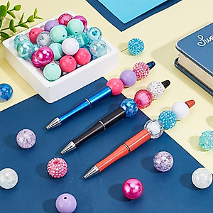 PH PandaHall 50pcs Chunk Beads, 20mm Bubblegum Beads Colorful Large Rhinestone Pearl Beads Loose Beads Round Spacer Beads for Jewelry Bracelet Necklace Pen Bag Chain Making Crafts Supplies