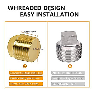 Poktlife 3 PCS 1/2" NPT Boat Plugs,Solid Brass Boat Drain Plug for Bayliner Four Winns Glastron Larson Sea Ray Starcraft and Many Other Models (1/2" NPT 3PACK)