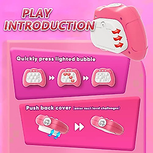 Quick Push Light Up Pop Game Fidget Toys for Adults and Kids | Puzzle Game Machine | Squeeze Poppet Sensory Push Pop Bubble Toy | Relief Party Favors Puzzle Game Fidget Console (Pink)