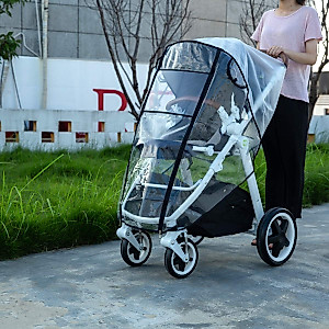 Hrzeem Stroller Rain Cover Universal Size Waterproof Windproof EVA The Weather Shield with Eye Screen(Black)