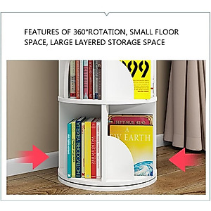 ANTWAX Bookshelf Creative Bookshelf 4 Tier 360° Rotating Bookshelf White Bookcase Stackable Shelves Organizer for CDs/Movies/Books Organizer Floor Standing Bookcase